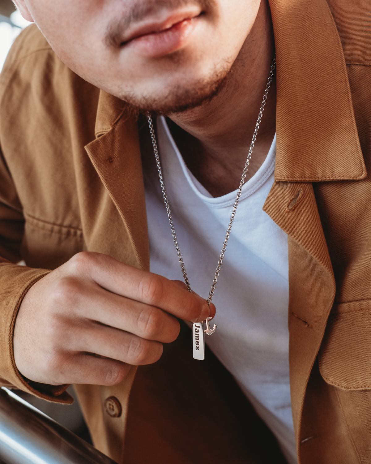 Ketting mannen met naam anker zilver | stainless steel | Finaste