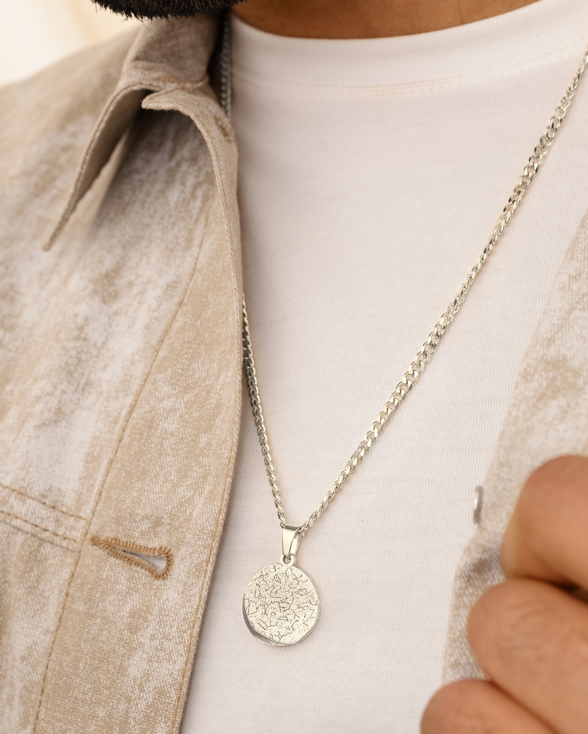 Graveerbare heren ketting sterrenhemel | Finaste