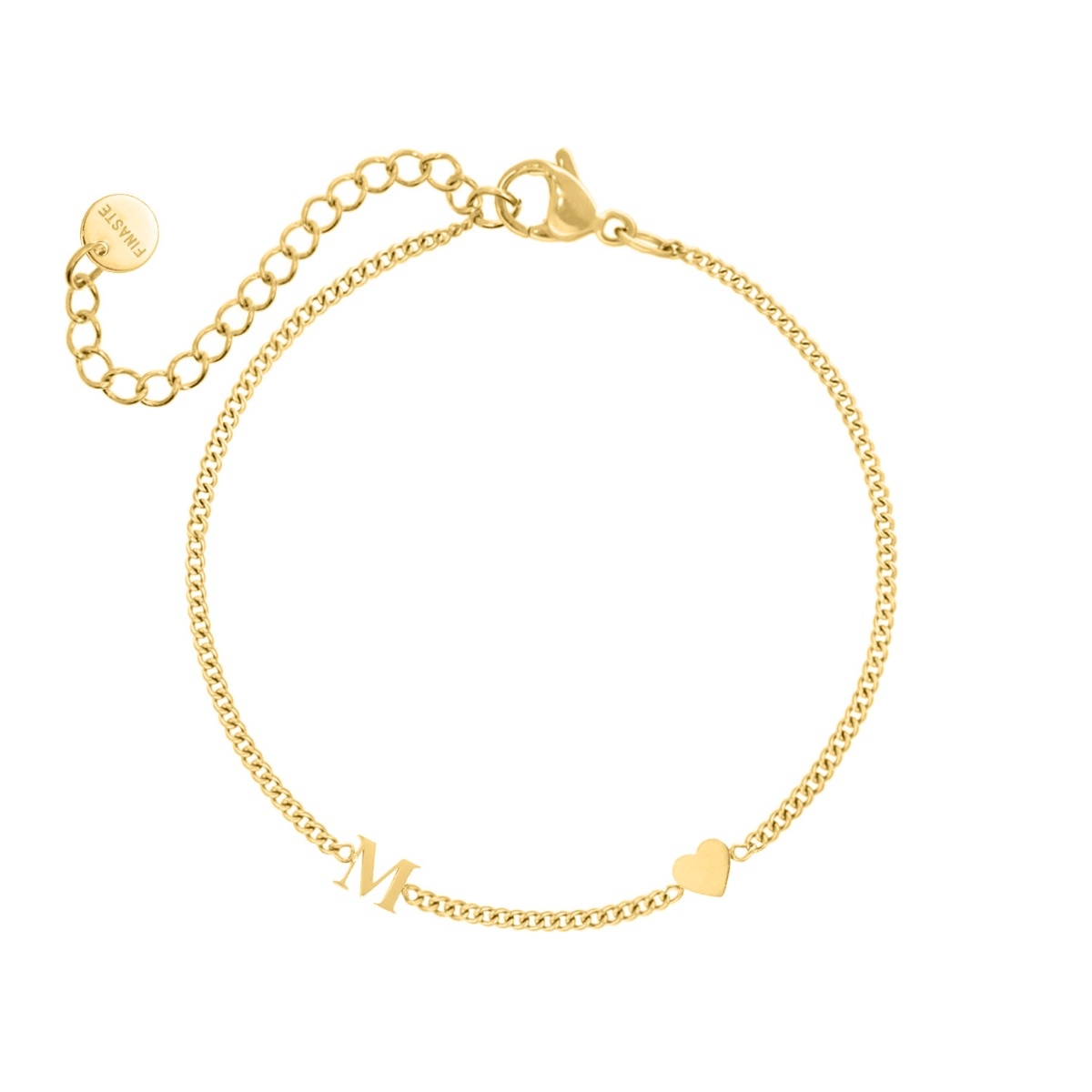 Mini initial armband met hartje goud | Letter armband | Finaste.nl